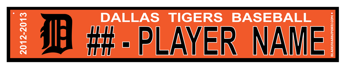 Shop DALLAS TIGERS Baseball Orange Custom "Locker Room" Nameplate ...
