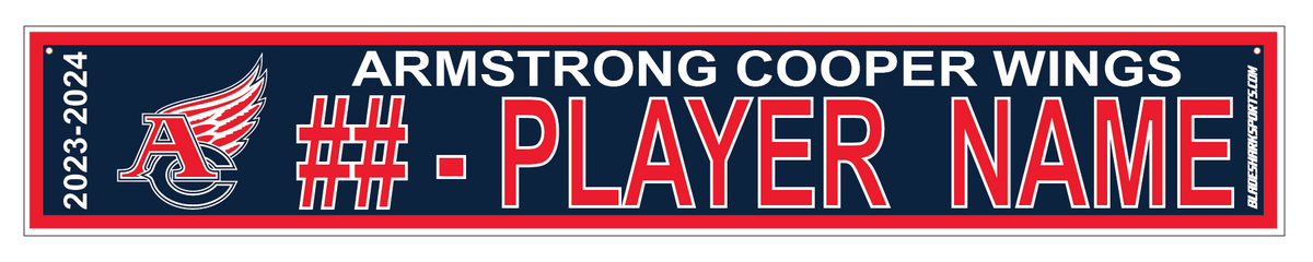 Shop ARMSTRONG COOPER WINGS Hockey Custom "Locker" Room Nameplate ...