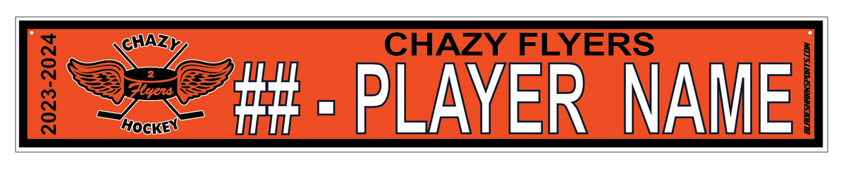 Shop CHAZY FLYERS Hockey Custom "Locker" Room Nameplate| BLADESHARK Sports