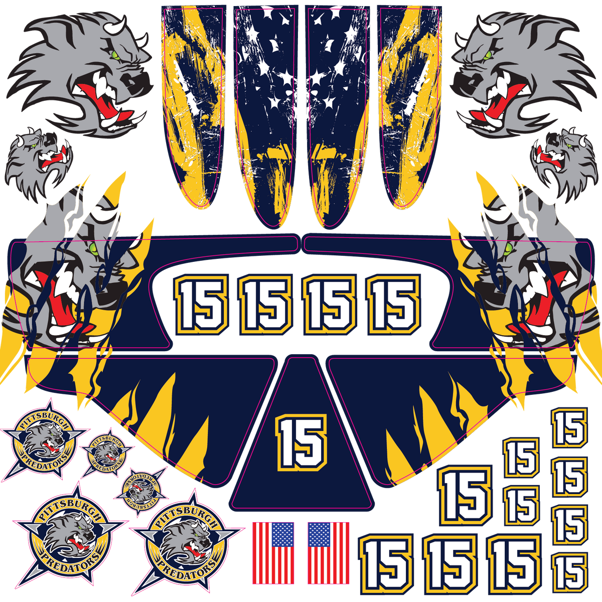 Shop PITTSBURGH PREDATORS Custom Hockey Goalie Helmet Wrap Kit ...