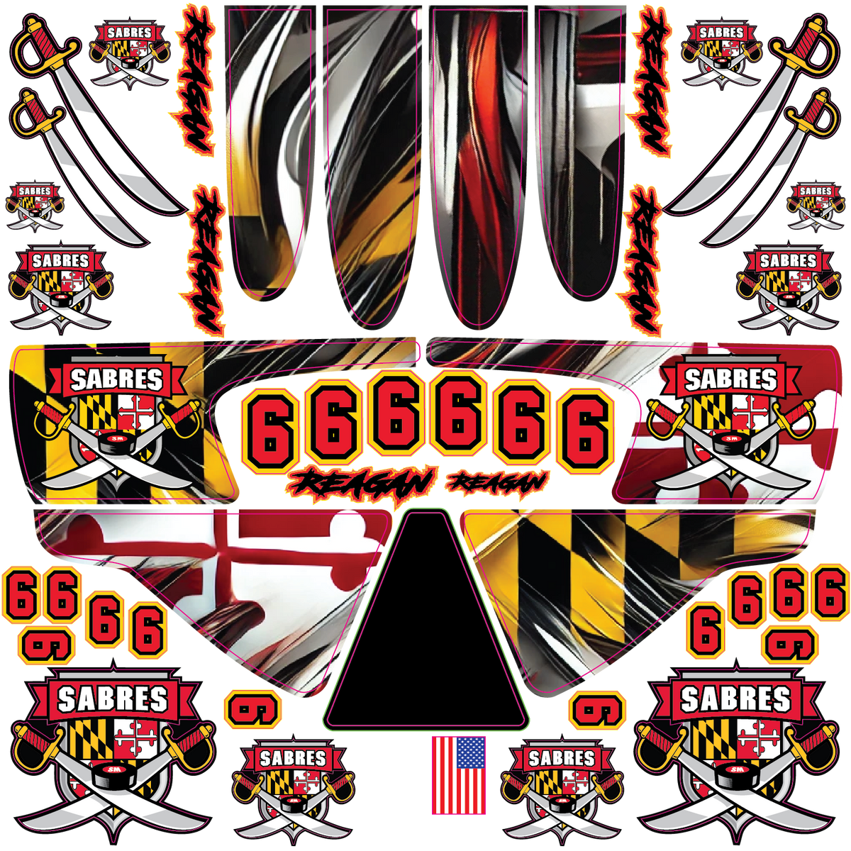 Shop SOUTH MARYLAND SABRES Custom Hockey Goalie Helmet Wrap Kit ...