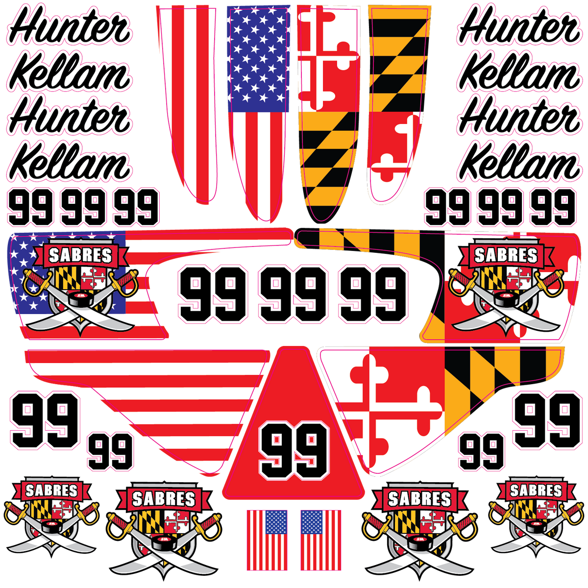 Shop SOUTH MARYLAND SABRES Custom Hockey Goalie Helmet Wrap Kit ...