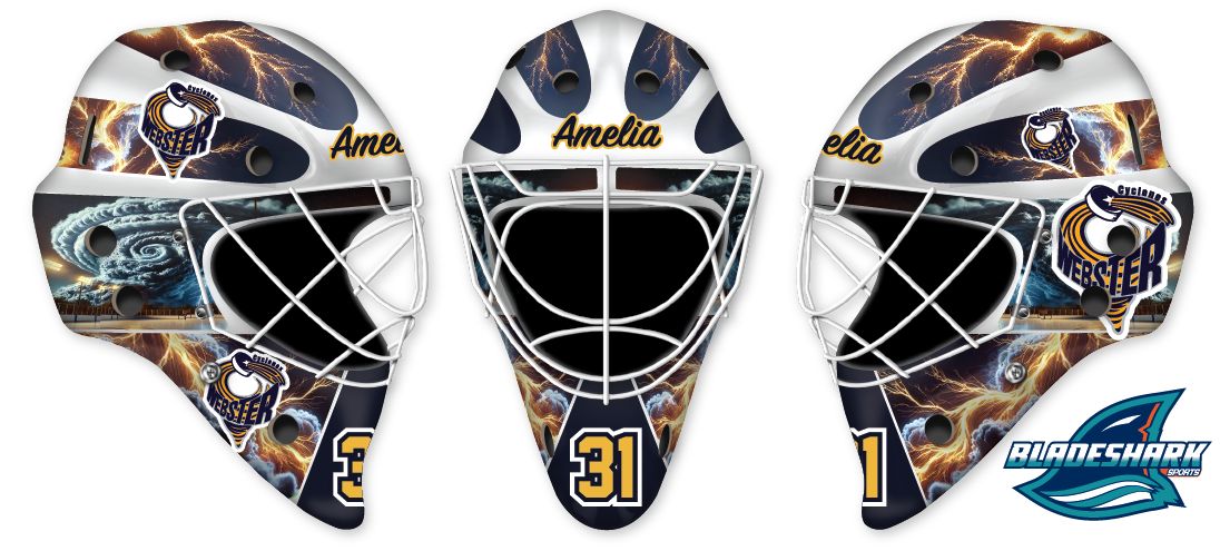 Shop WEBSTER CYCLONES Custom Hockey Goalie Helmet Wrap Kit| BLADESHARK ...