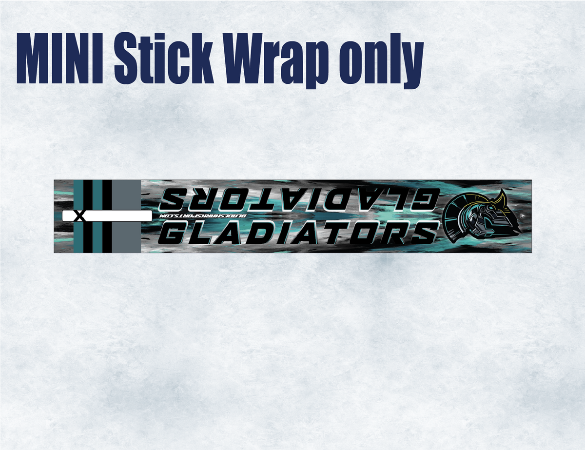 Shop GLASS CITY GLADIATORS Custom MINI Hockey Stick Wrap| BLADESHARK Sports