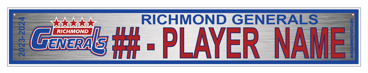 Shop RICHMOND GENERALS Hockey Custom "Locker" Room Nameplate ...