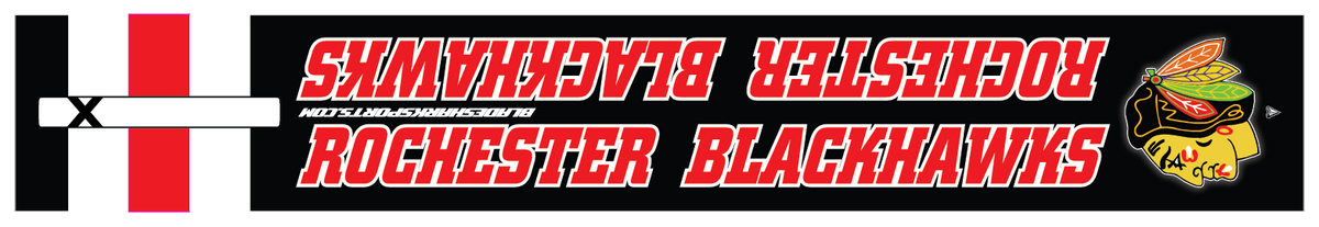 Shop ROCHESTER BLACKHAWKS Custom MINI Hockey Stick Wrap| BLADESHARK Sports