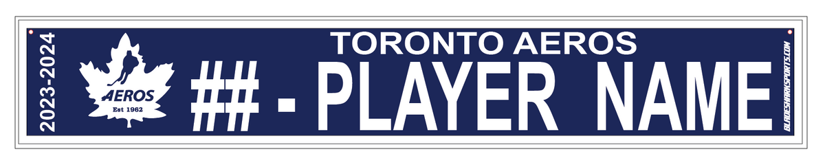 Shop TORONTO AEROS Hockey Custom "Locker" Room Nameplate| BLADESHARK Sports