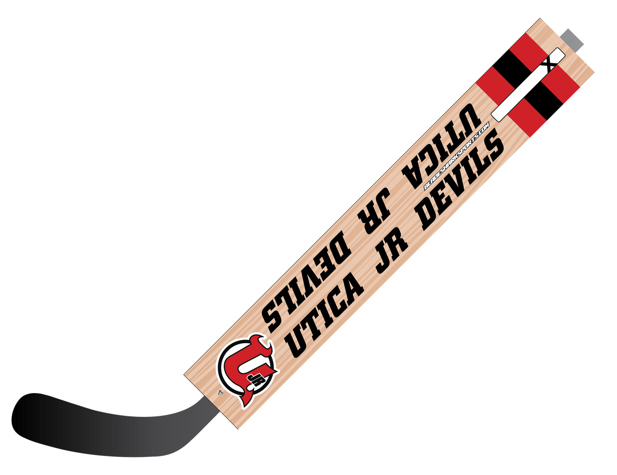 Shop UTICA JR DEVILS Woodgrain MINI Hockey Stick Wrap| BLADESHARK Sports