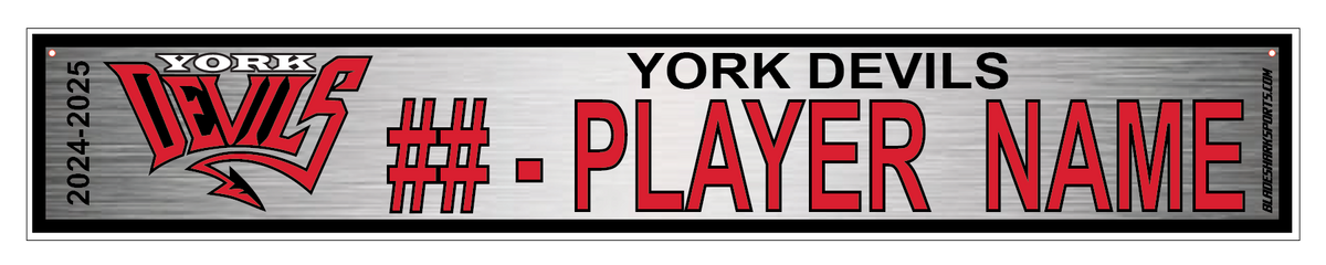 Shop YORK DEVILS Hockey Custom "Locker" Room Nameplate| BLADESHARK Sports