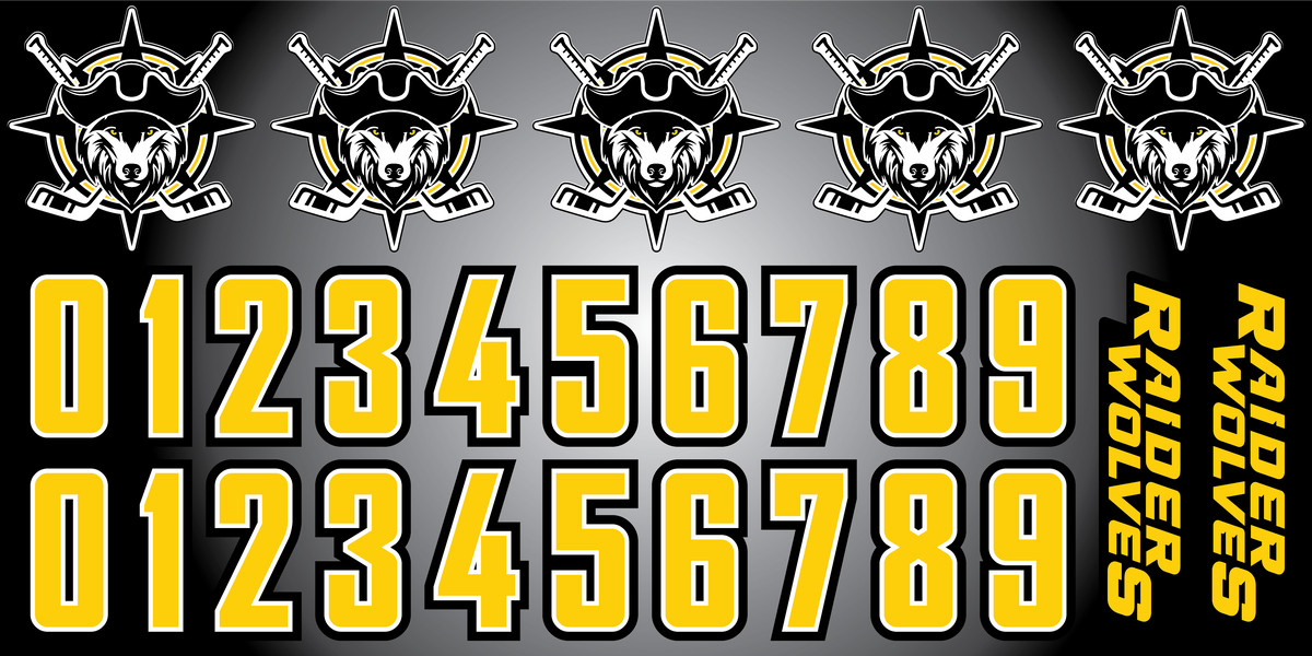 Shop HCG RAIDER WOLVES Hockey Helmet Decals| BLADESHARK Sports