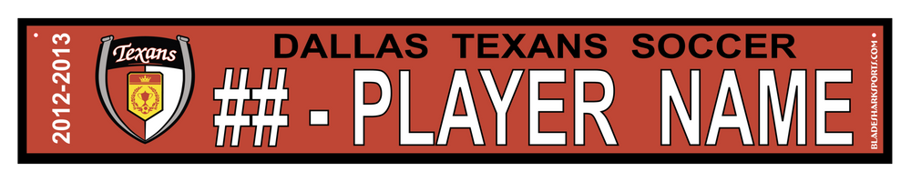 Shop DALLAS TEXANS Soccer Custom "Locker Room" Nameplate| BLADESHARK Sports