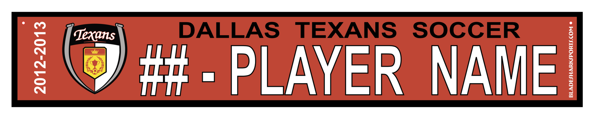 Shop DALLAS TEXANS Soccer Custom "Locker Room" Nameplate| BLADESHARK Sports