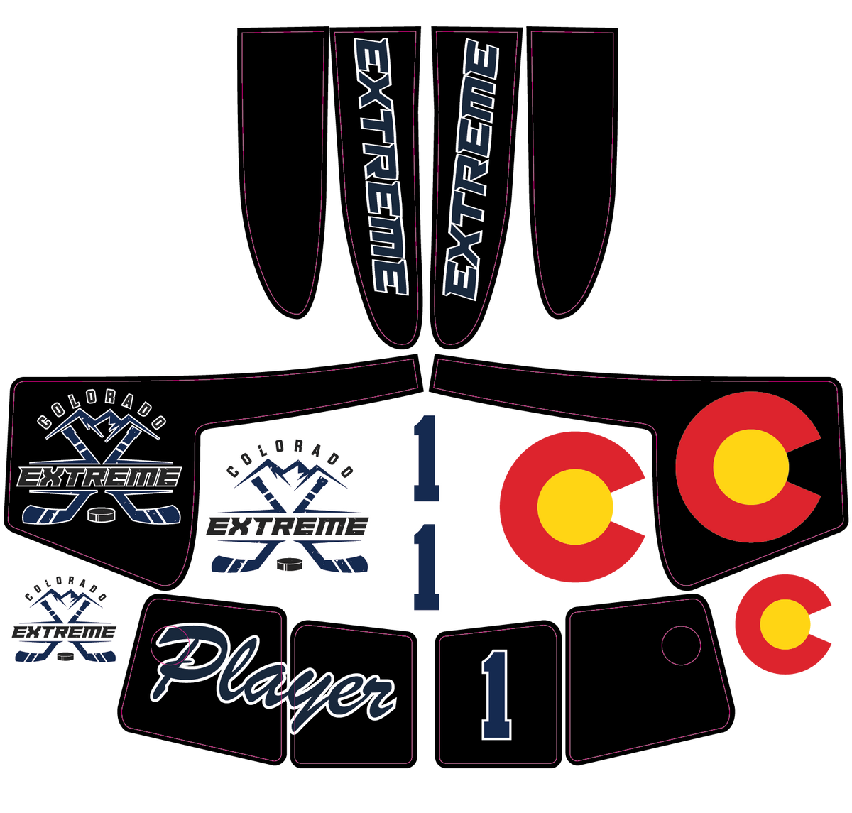 Shop COLORADO EXTREME Custom Hockey Goalie Helmet Wrap Kit| BLADESHARK ...