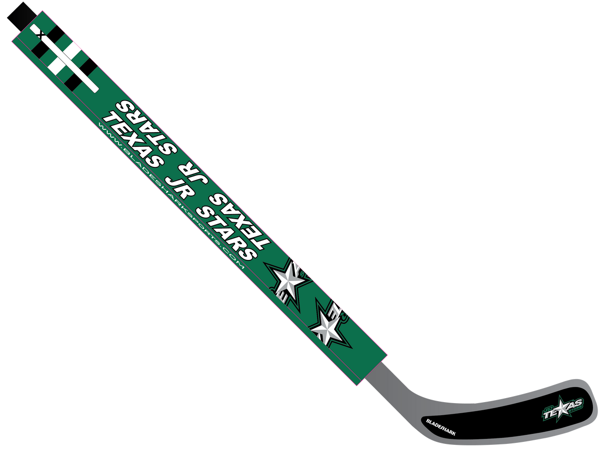 Shop TEXAS JR STARS Green Custom Hockey Stick Wrap| BLADESHARK Sports