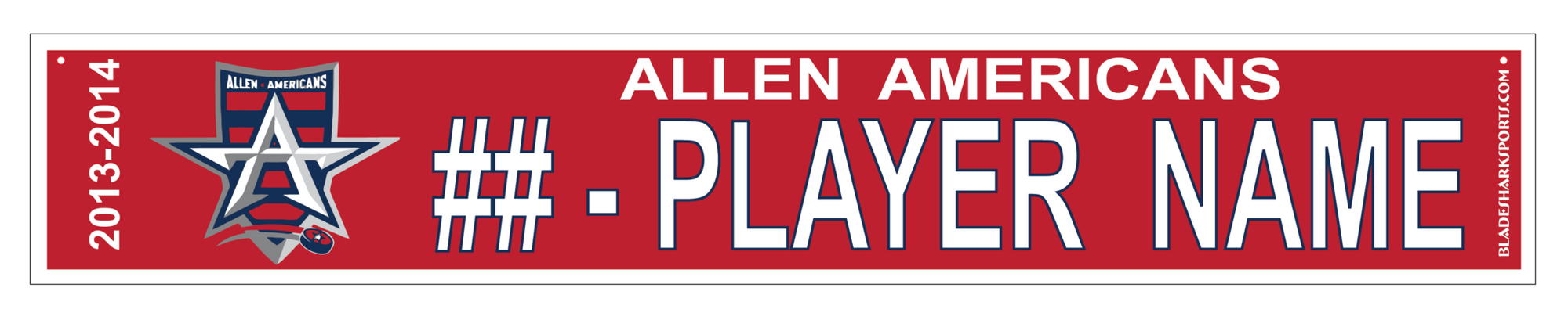 Shop ALLEN AMERICANS Red Custom "Locker Room" Nameplate| BLADESHARK Sports