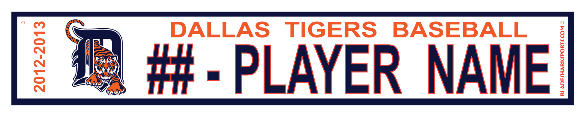 Shop DALLAS TIGERS Baseball White Custom "Locker Room" Nameplate ...